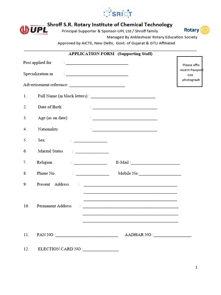 Application Form Non Teaching | PDF