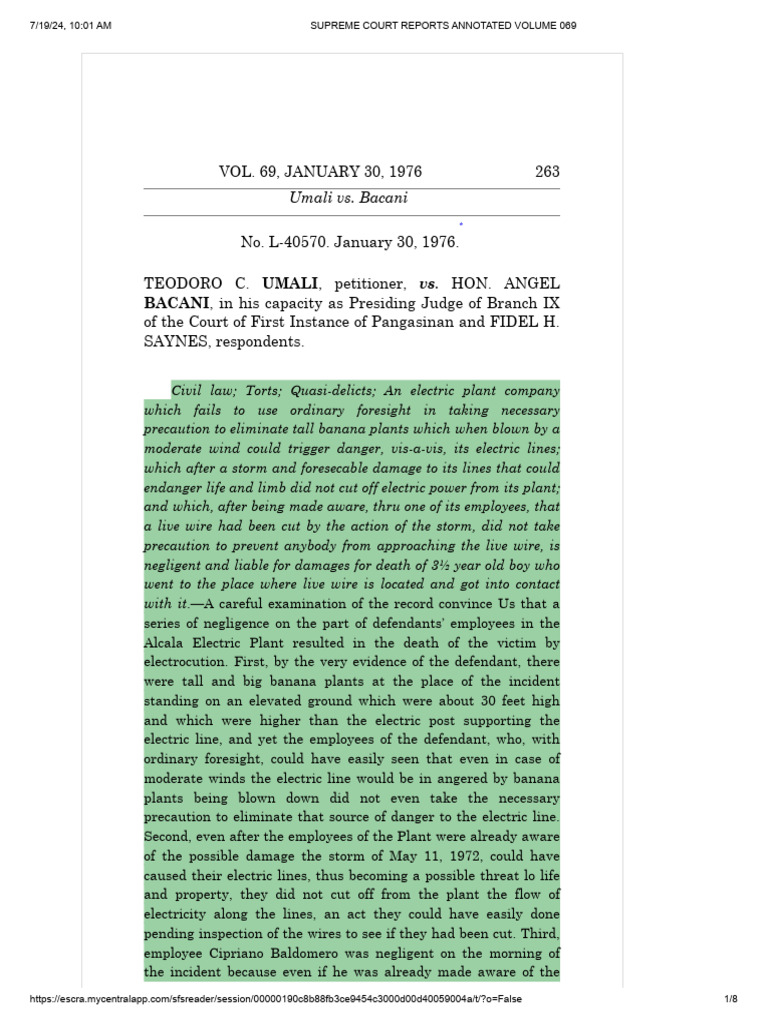 Umali Vs Bacani | PDF | Negligence | Legal Liability
