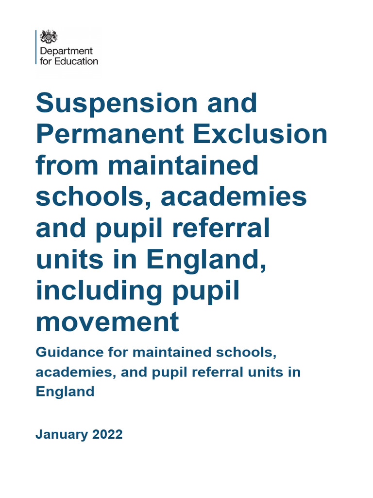 Suspension and Permanent Exclusion Guidance | PDF | Justice | Crime ...