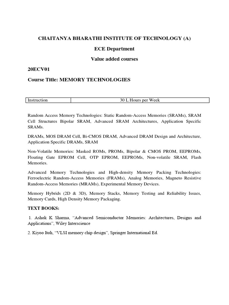 Memory Technologies New | PDF | Technology & Engineering