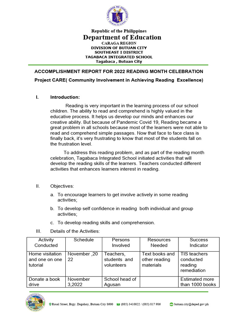 Accomplishment Report TIS | PDF | Cognitive Science | Behavior Modification