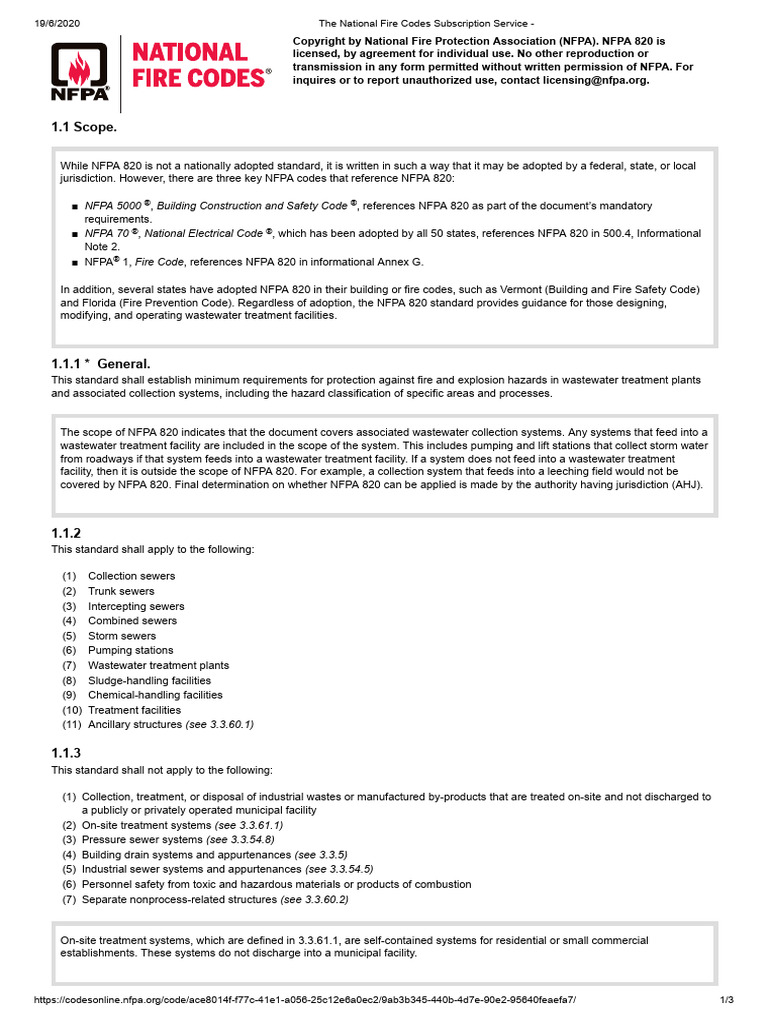 HBK NFPA 820 - CH1 - Fire Code, 2012 Edition | PDF | Sanitary Sewer | Fires