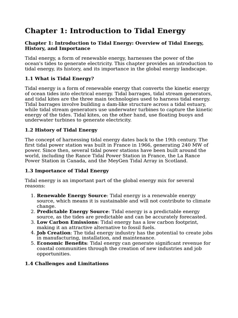 Tidal Energy Harnessing Tidal Currents and Waves For Renewable Energy ...