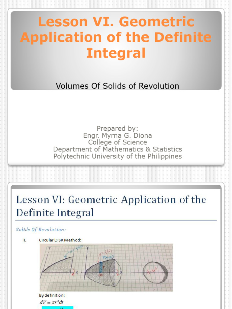 Volumes of Solids: Definite Integral | PDF