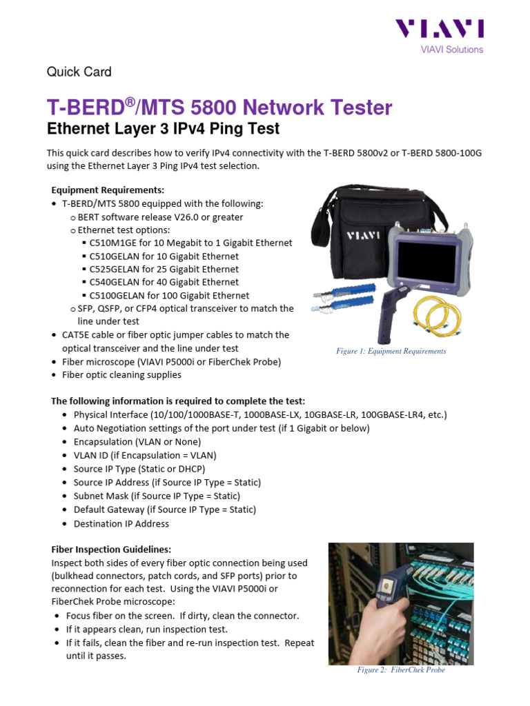 T Berd Mts 5800 Ethernet Layer 3 Ipv4 Ping Test Quick References en ...