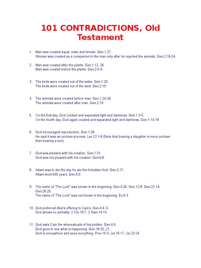 101 Contradictions in Old Testament | PDF | Book Of Genesis | Saul