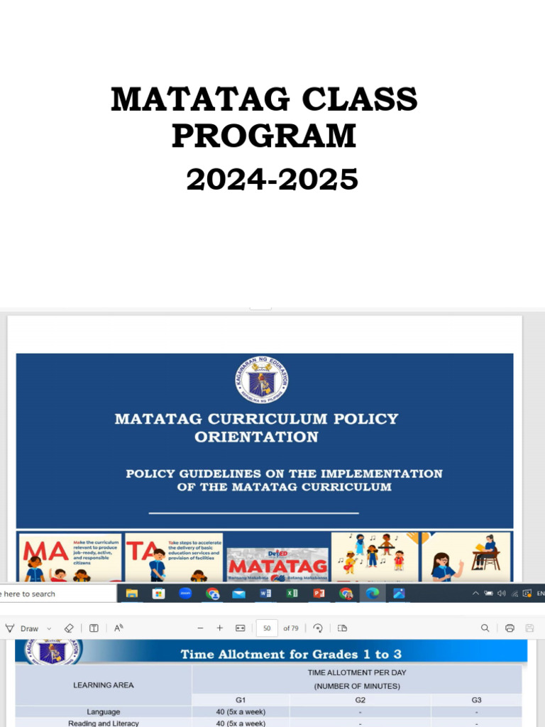 MATATAG CLASS PROGRAM Based On Policy FINAL | PDF | Learning | Behavior Modification