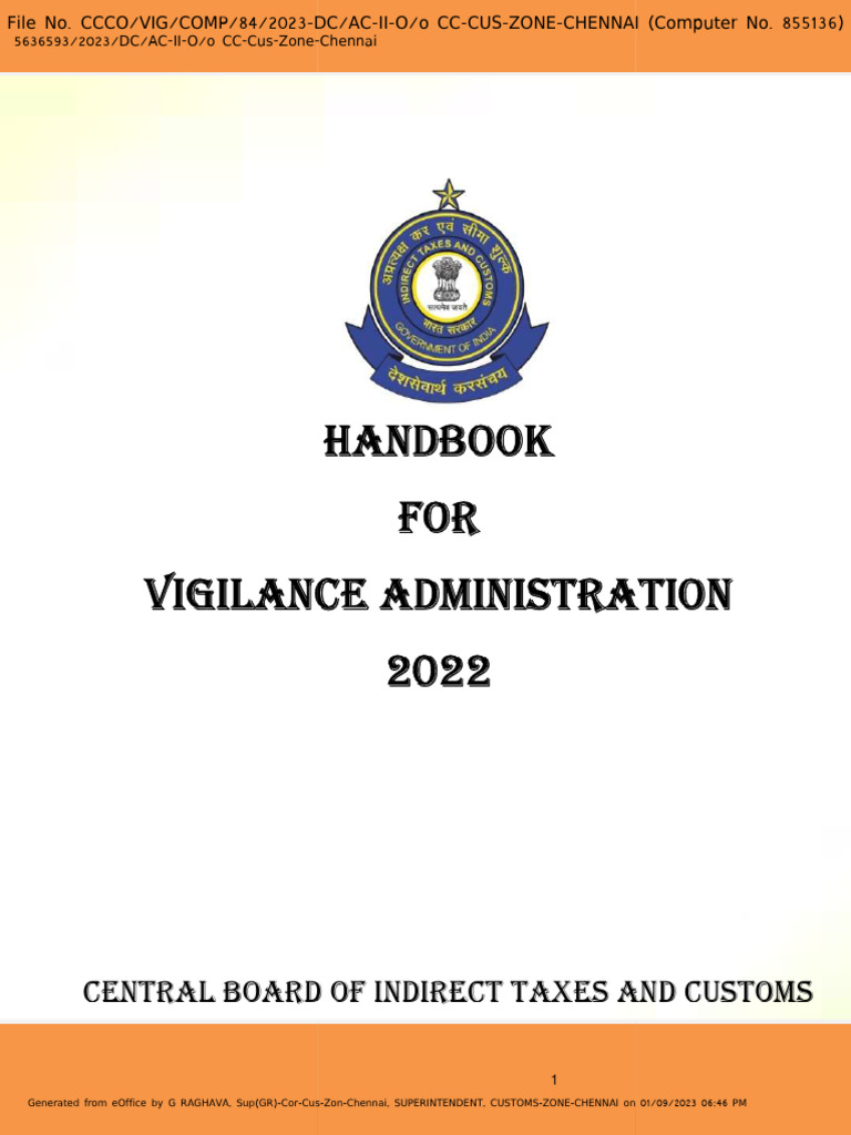 Vigilance Handbook | PDF | Government | Government Of India