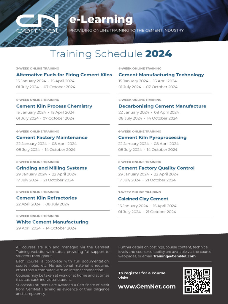 CemNet Training Schedule 2024 | PDF | Cement | Educational Technology