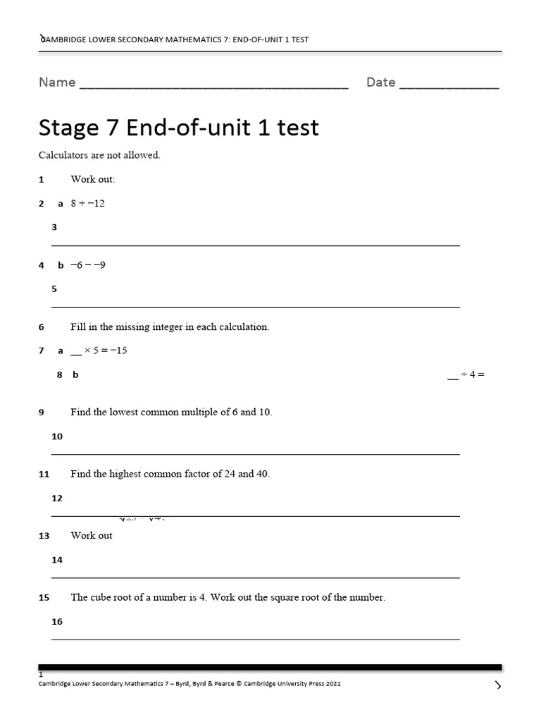 End of Unit 1 Test | PDF | Teaching Methods & Materials