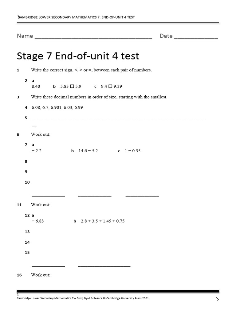 End of Unit 4 Test | PDF