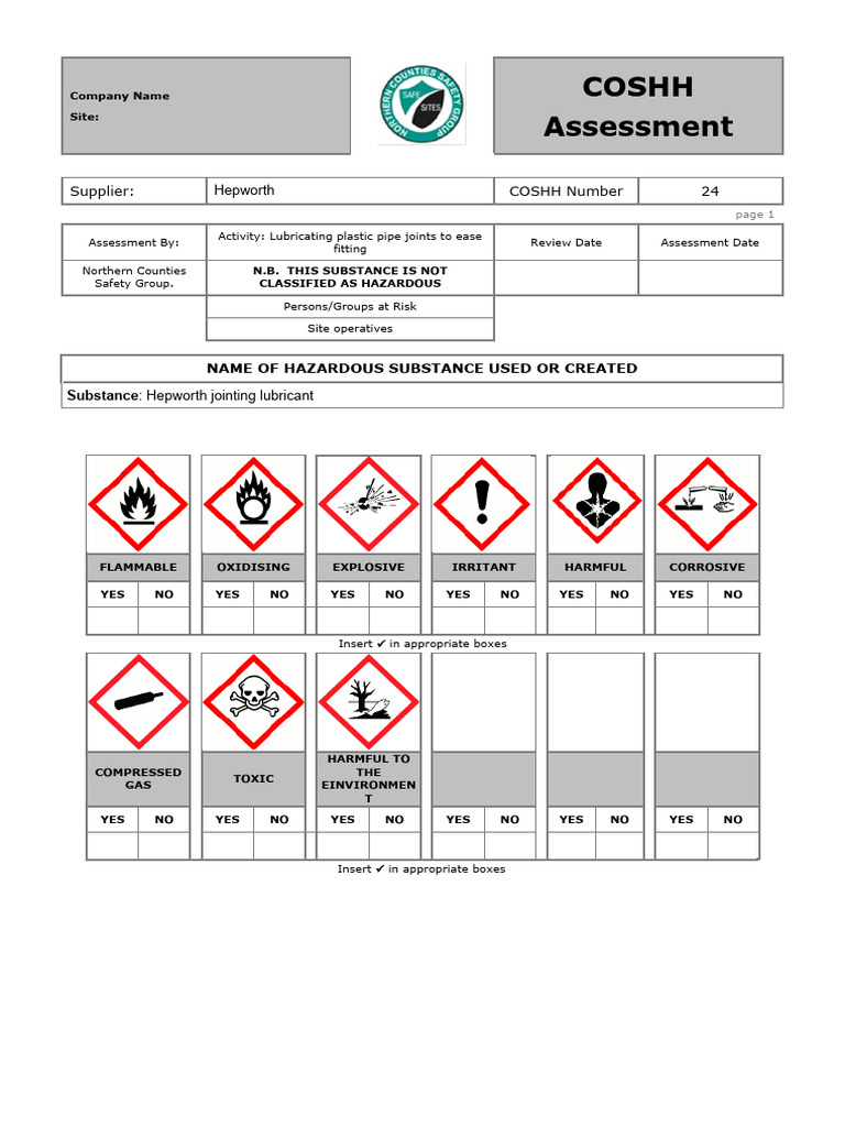 24 COSHH Assessment Plastic Drainage Pipe Lubricant 2021 Rev 4 | PDF ...