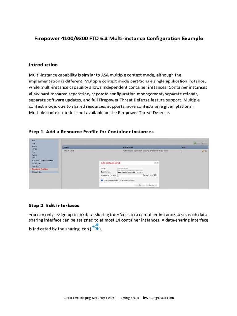 Firepower 4100 - 9300 FTD 6.3 Multi-Instance Configuration Example ...