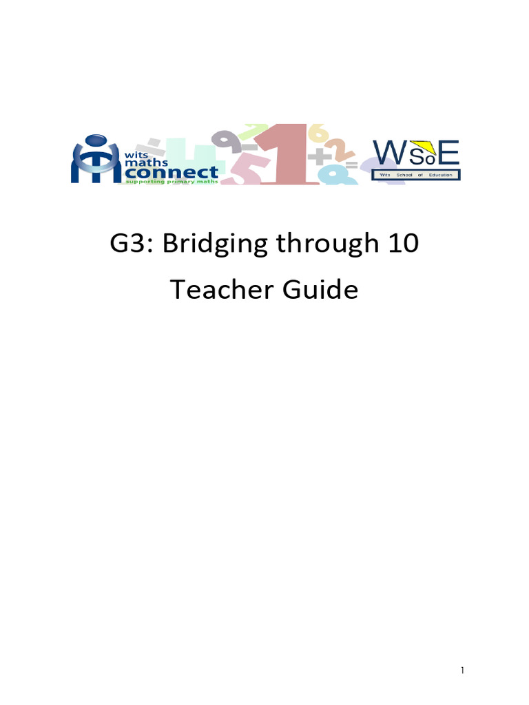 Teacher Guide: Bridging Through Ten | PDF | Cognition | Learning