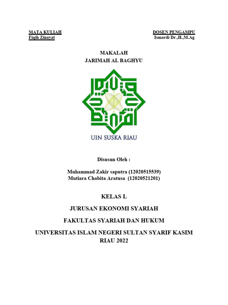 Pengertian dan Unsur Jarimah Al Baghyu | PDF | Agama & Spiritualitas