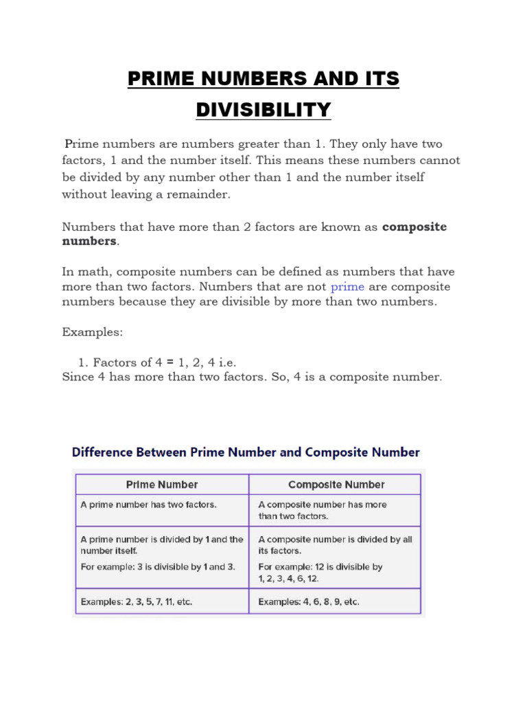 Applied Mathematics Group 1 Prime Number and Divisiblity | PDF