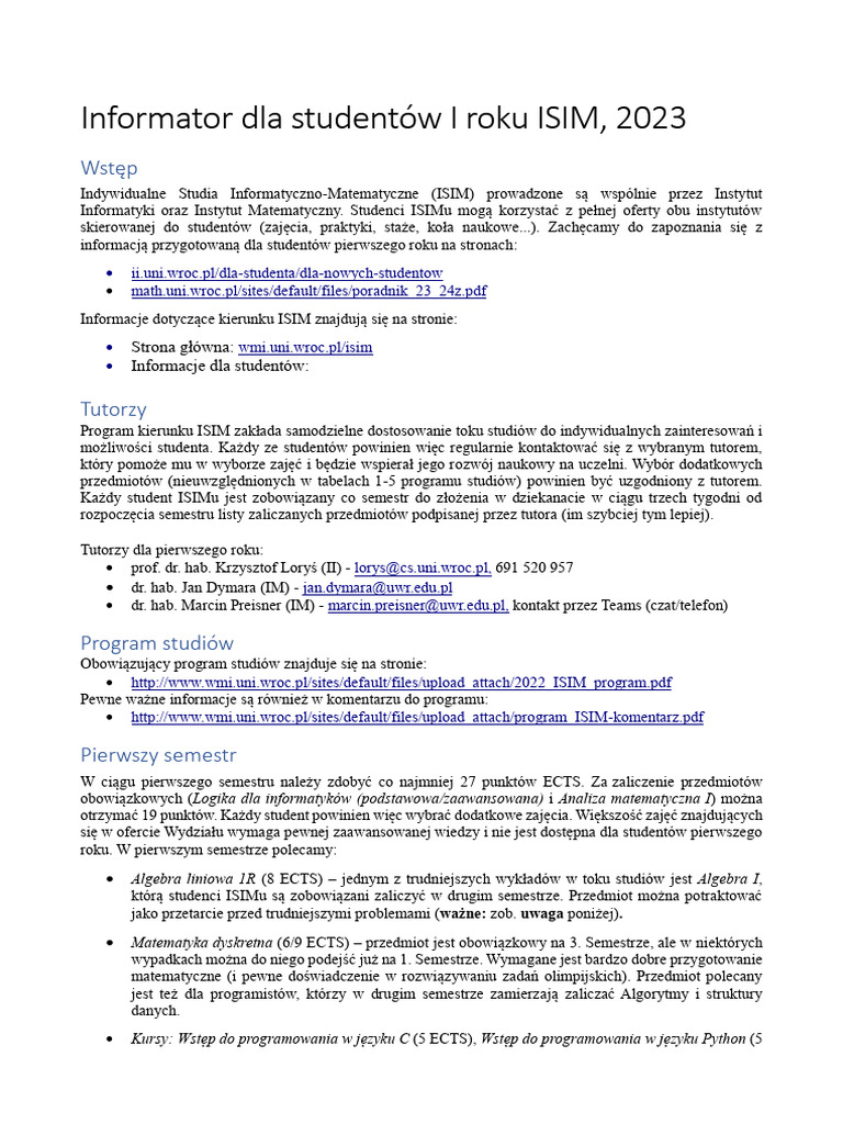 Informator Isim 2023-1 | PDF