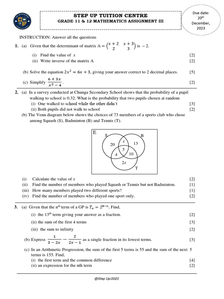 Mathematics Assignment III - 2023 | PDF | Area | Mathematics Mathematics Assignment III - 2023 | PDF | Area | Mathematics