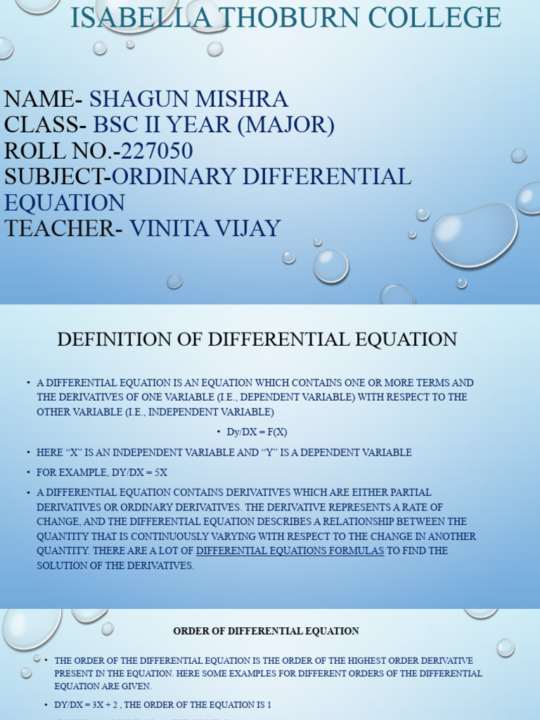 Isabella Thoburn College | PDF | Differential Equations | Equations