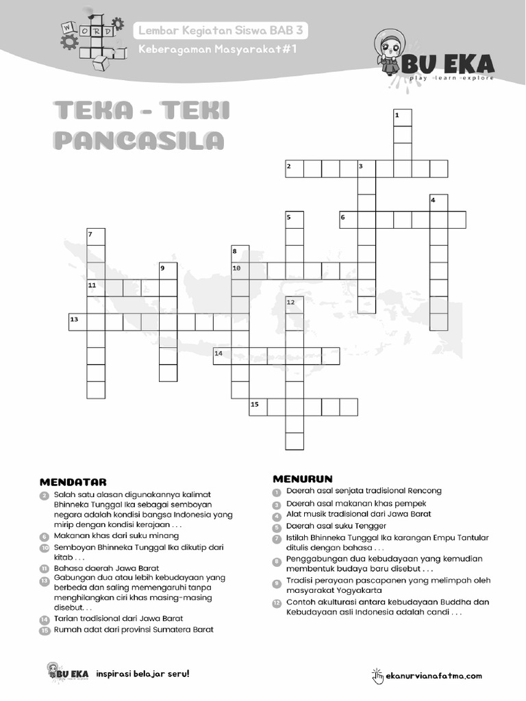 TEKA-TEKI SILANG PKN BAB 3 4 Hitam Putih | PDF