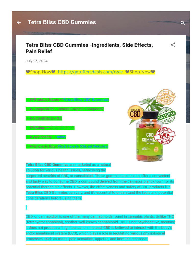 Tetra Bliss CBD Gummies Pain Relief | PDF | Clinical Medicine | Ps