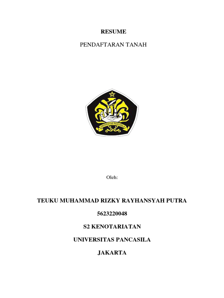 Teuku Muhammad Rizky 5623220048 (RESUME PENDAFTARAN TANAH) | PDF | Hukum