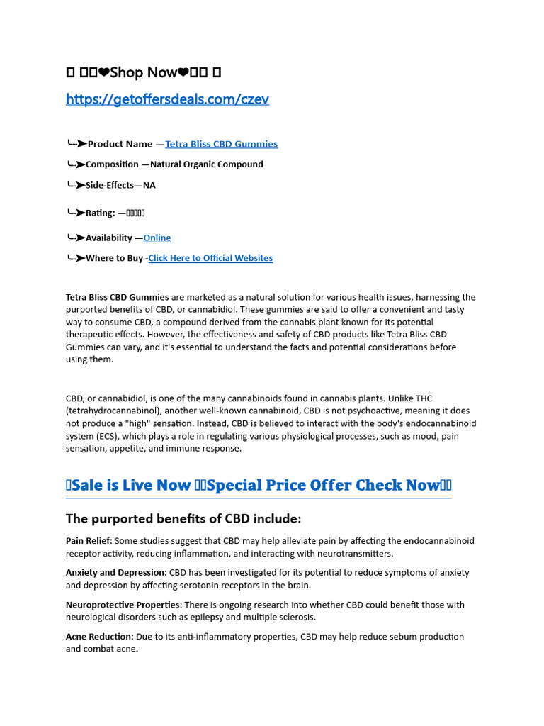 Tetra Bliss CBD Gummies - Ingredients, Review!USA | PDF | Clinical ...