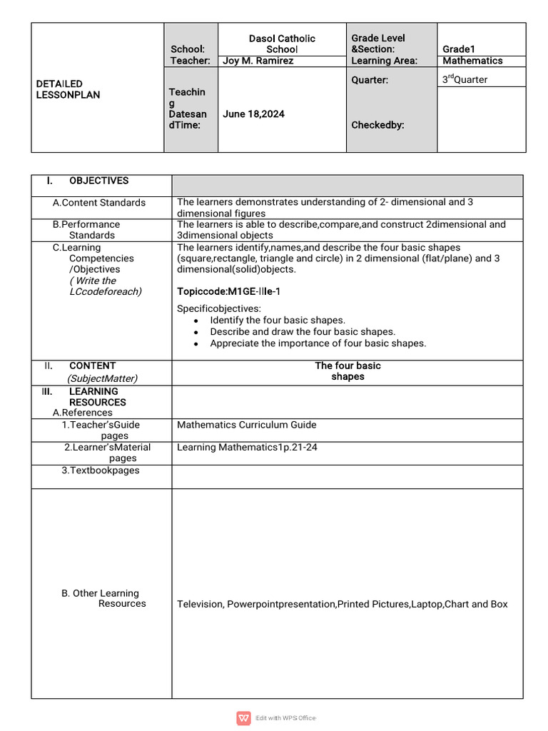 4 Basic Shapes Math 1 | PDF | Shape | Triangle
