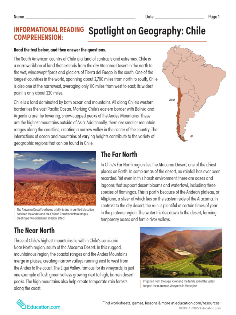 informational-reading-comprehension-spotlight-on-geography-chile | PDF ...