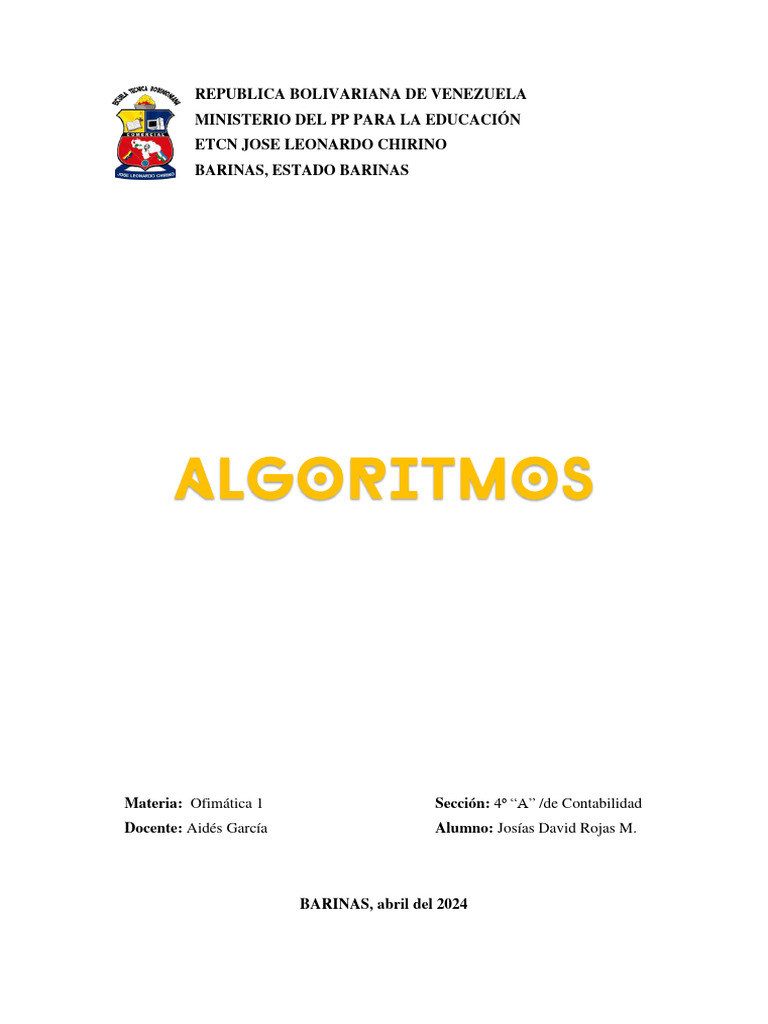 ALGORITMOS | Descargar gratis PDF | Algoritmos | Programa de computadora