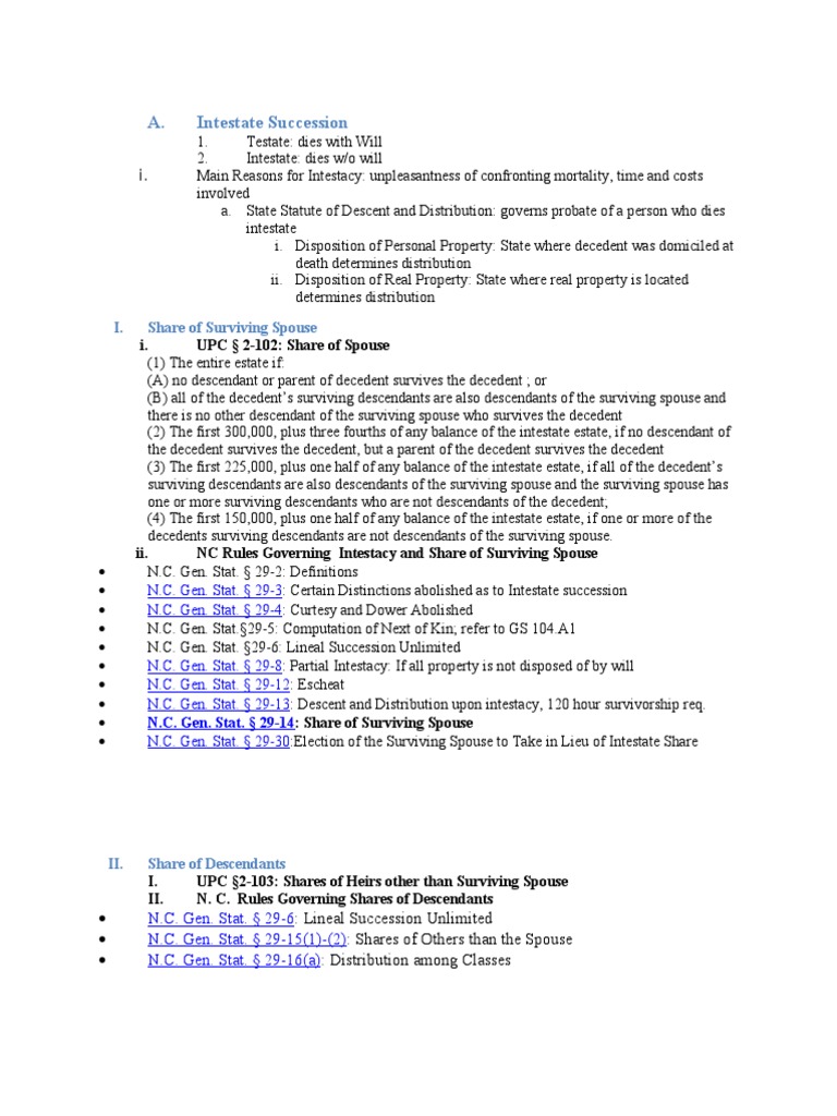 Intestate Succession Laws Explained | PDF | Will And Testament | Intestacy