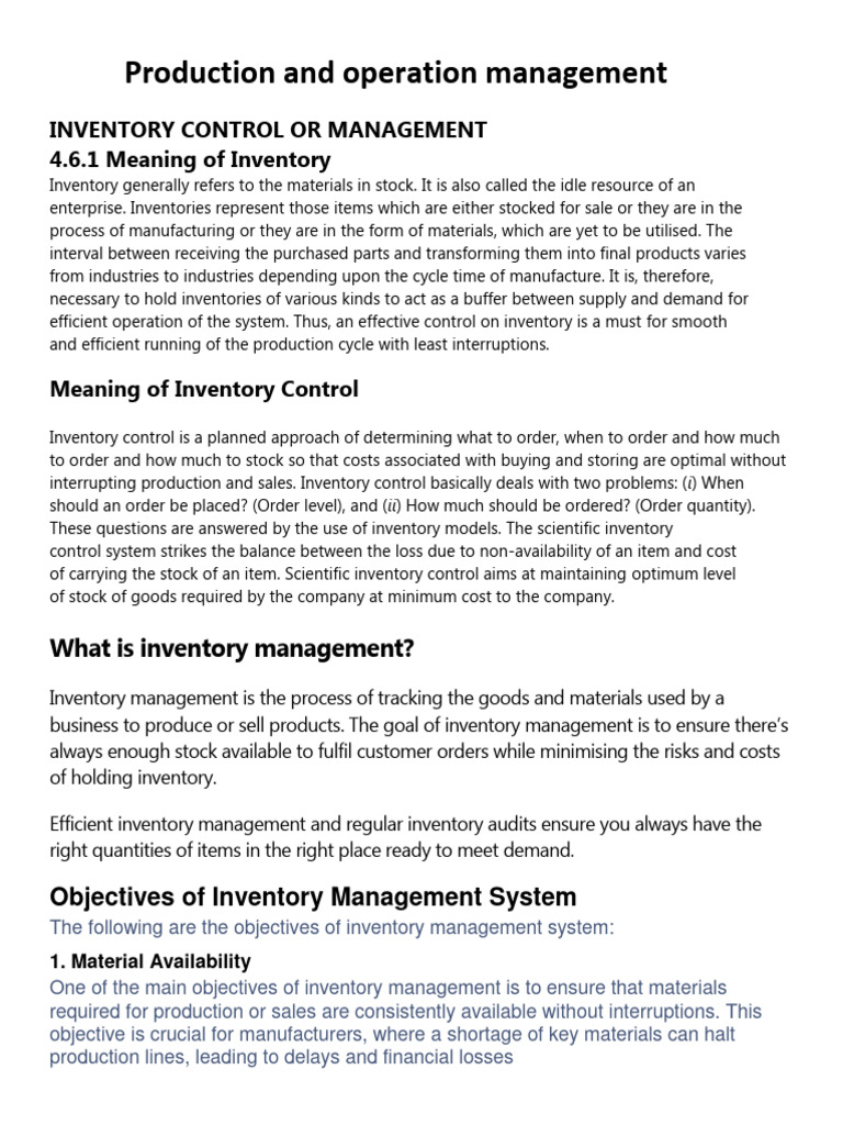 Production and Operation Management | PDF | Inventory | Supply Chain