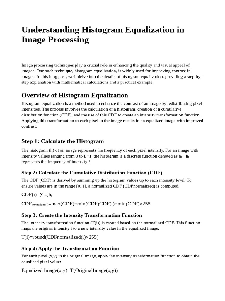 1histogram Equalization in Image Processing | PDF | Computer Graphics | Multidimensional Signal ...
