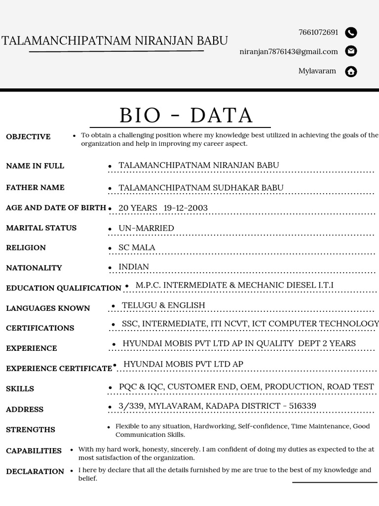 BIO-DATA | PDF