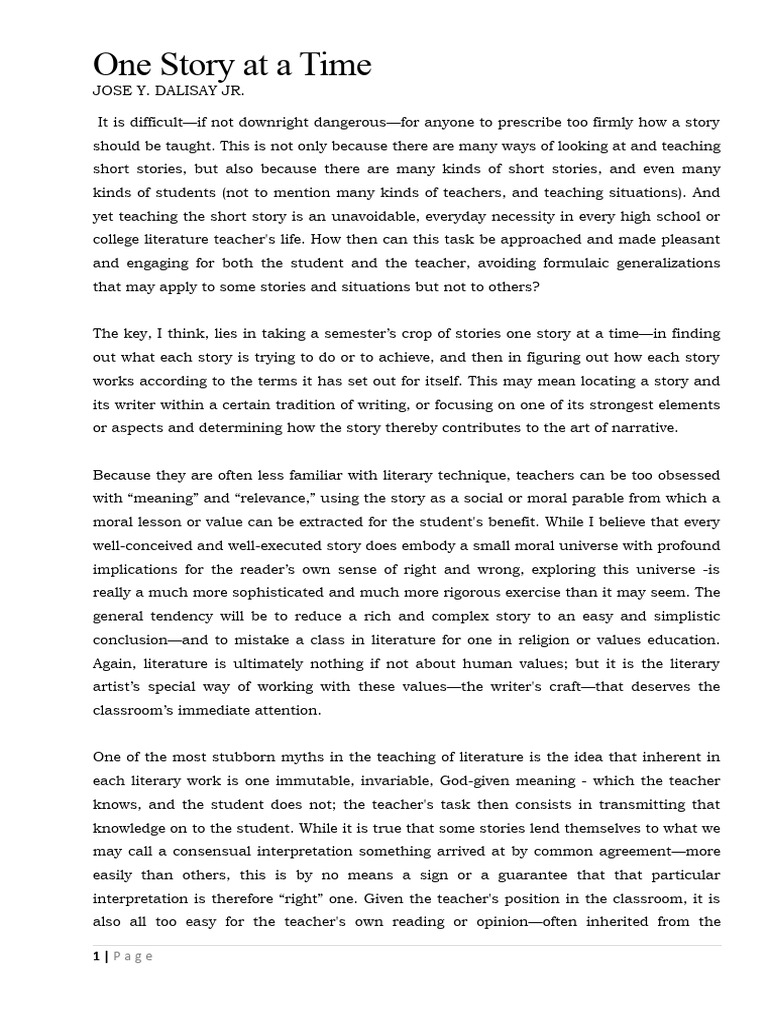 Teaching Short Stories | PDF | Narration | Teachers Teaching Short Stories | PDF | Narration | Teachers