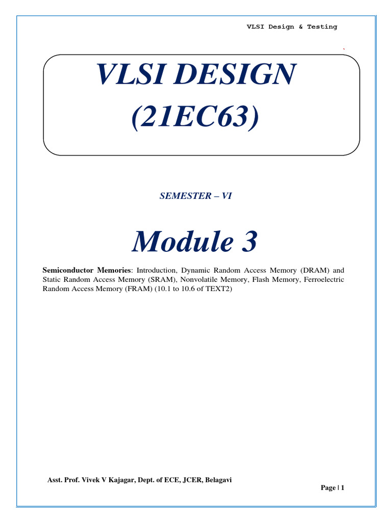 VLSI DESIGN Module 3-Final | PDF | Computer Memory | Random Access Memory