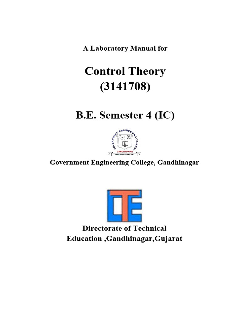 Control Theory - 3141708 Lab Manual - 4th Sem | PDF | Matrix (Mathematics) | Matlab