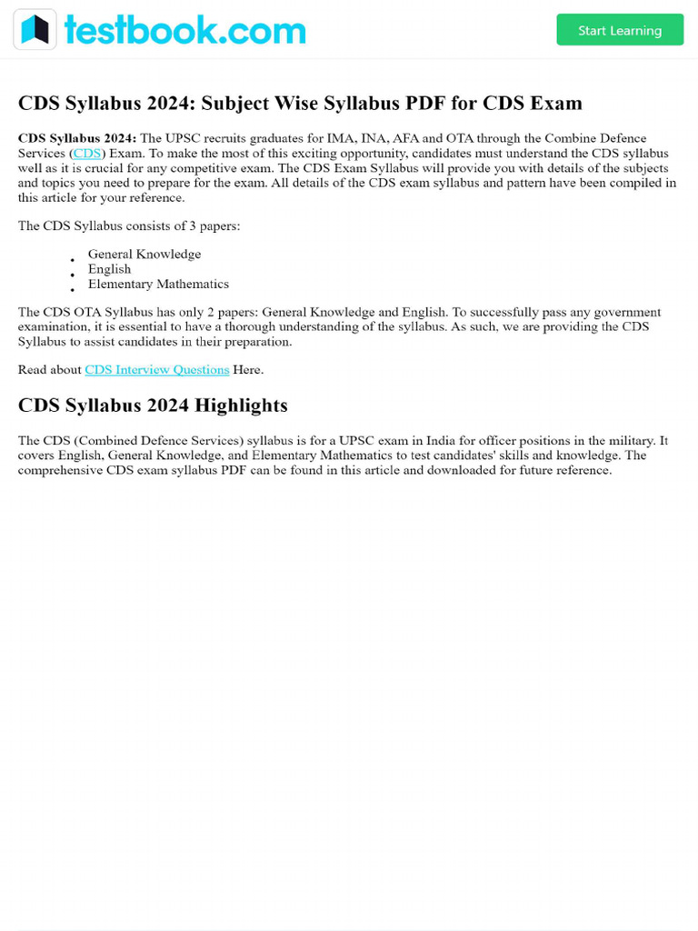 CDS Syllabus 2024 | PDF