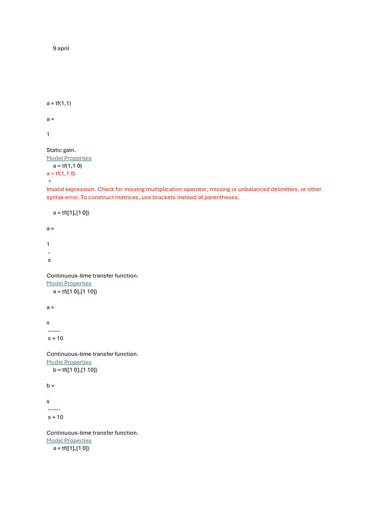 Continuous-Time Transfer Functions | PDF