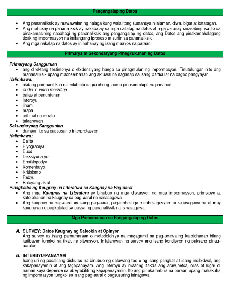 Pangangalap NG Datos | PDF