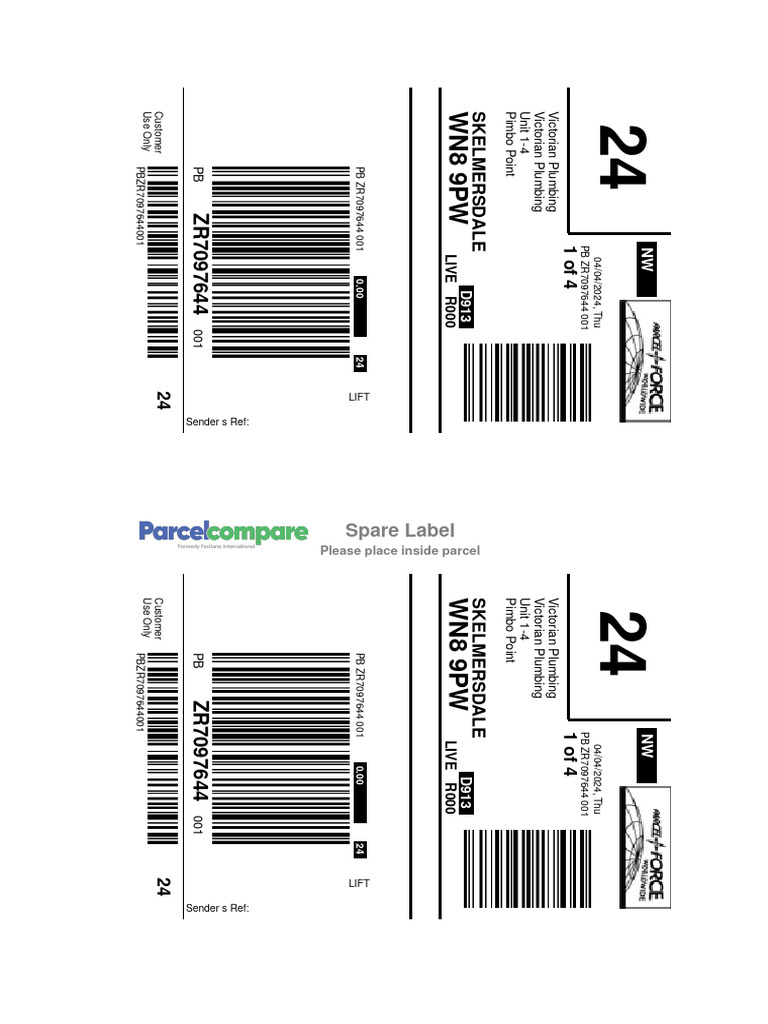 Spare Label: Please Place Inside Parcel | PDF