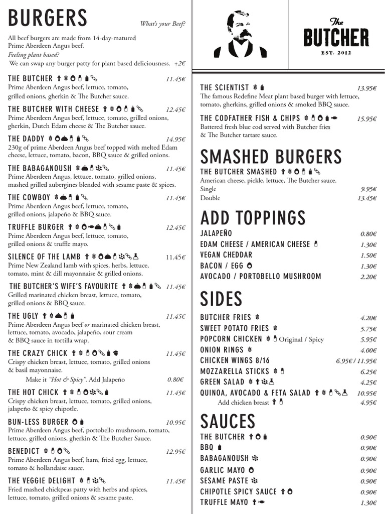 The Butcher Nine Streets Menu 2 1 | PDF | Hamburgers | Foods