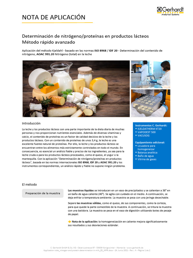 Application note_nitrogen and protein determination in milk_spanish ...