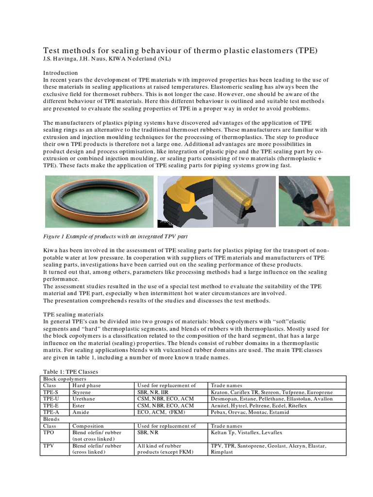 Kiwa Test Methods Sealing Behaviour TPE | PDF | Chemical Substances ...