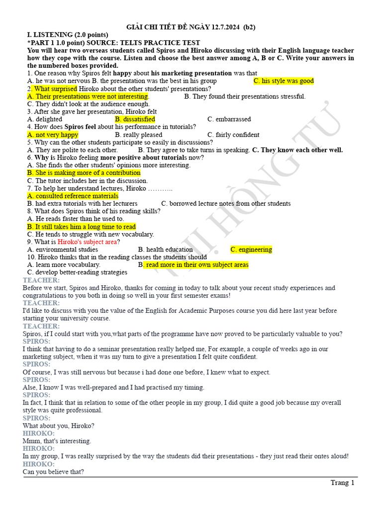 Giair chi tiet Đề ngày 12.7.2024 | PDF | Cost Of Living