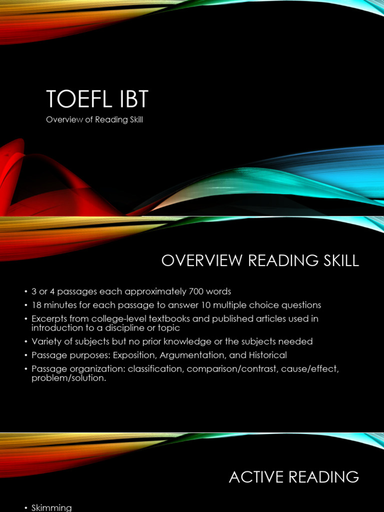 TOEFL iBT Reading Skill Overview | PDF