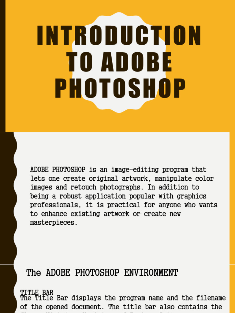 Introduction To Adobe Photoshop | PDF | Adobe Photoshop | Window ...