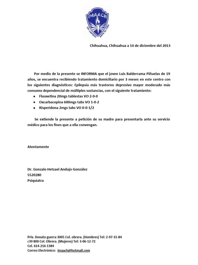 Tratamiento de Luis Balderrama Piñuelas | PDF