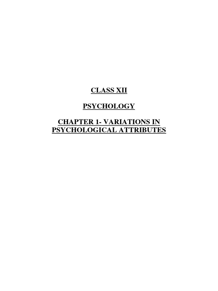 Class 12 Psychology: Chapter 1 Notes | PDF | Intellectual Disability ...