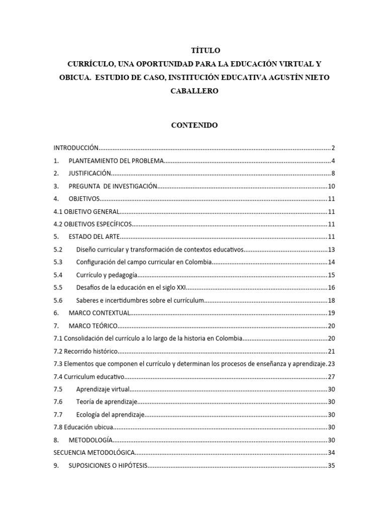Currículo Virtual y Ubicuo: Caso de Estudio | PDF | Plan de estudios ...